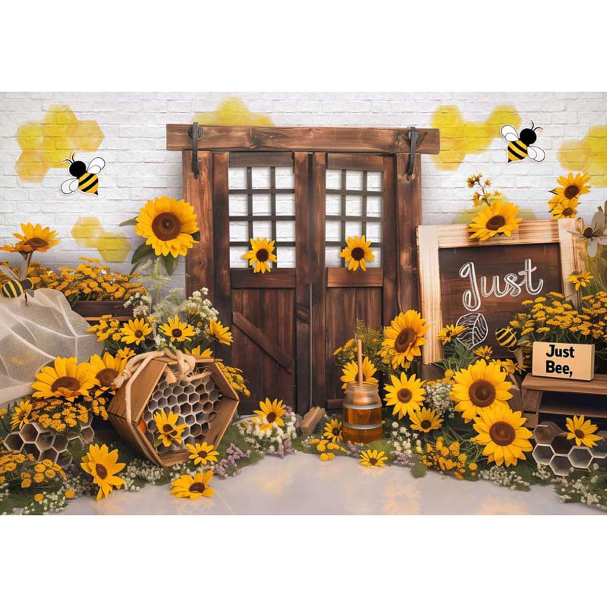 Allenjoy Sunflower Wooden Door Backdrop - Walmart.com