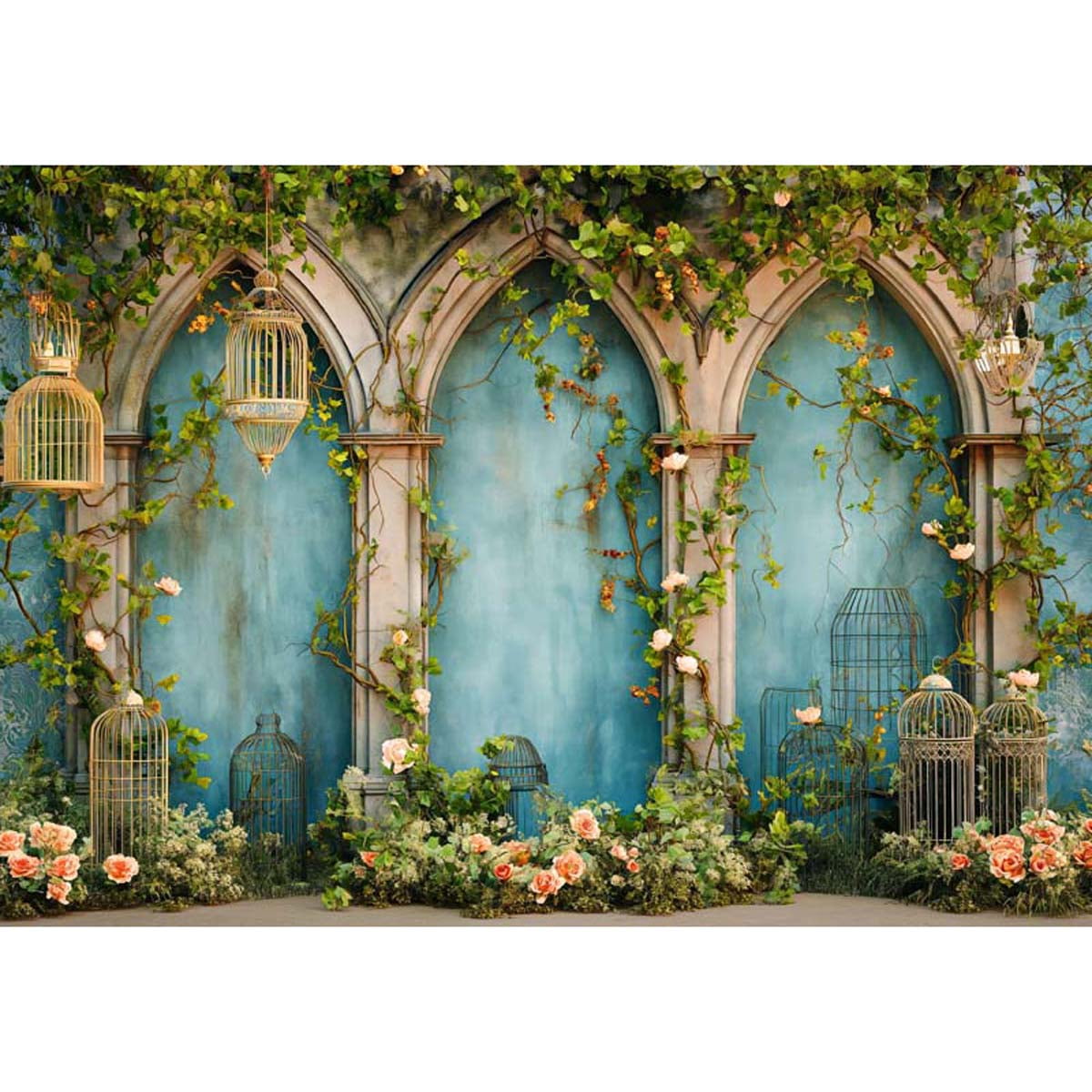 Allenjoy Teal Arch Ivy Backdrop - Walmart.com
