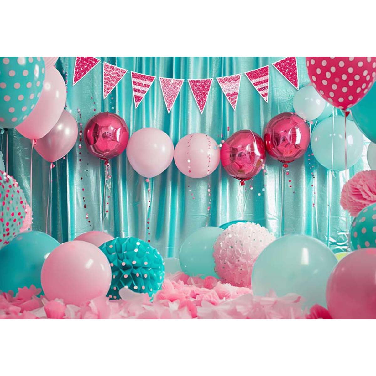 Allenjoy Turquoise Pink Balloons Backdrop - Walmart.com