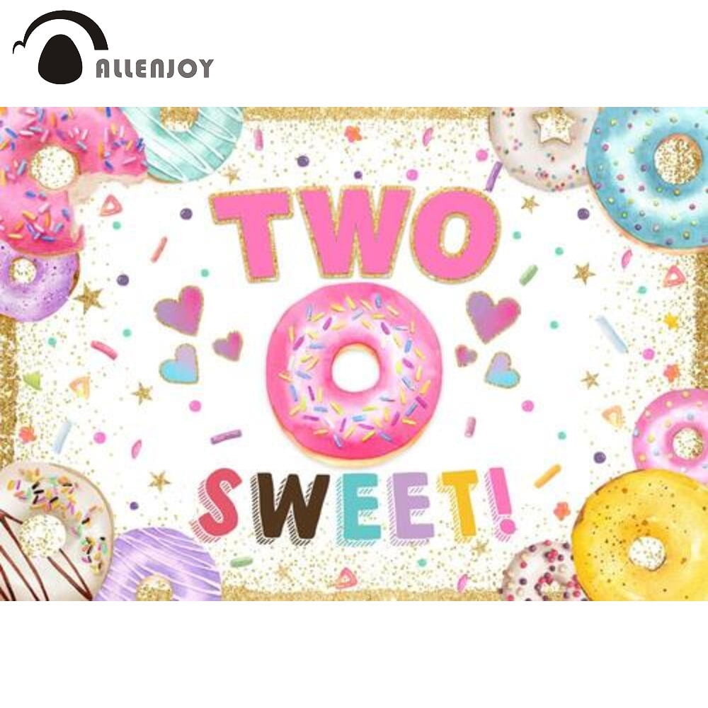 Allenjoy Two Sweet 2nd Birthday Party Background Baby Shower Donut Girl ...