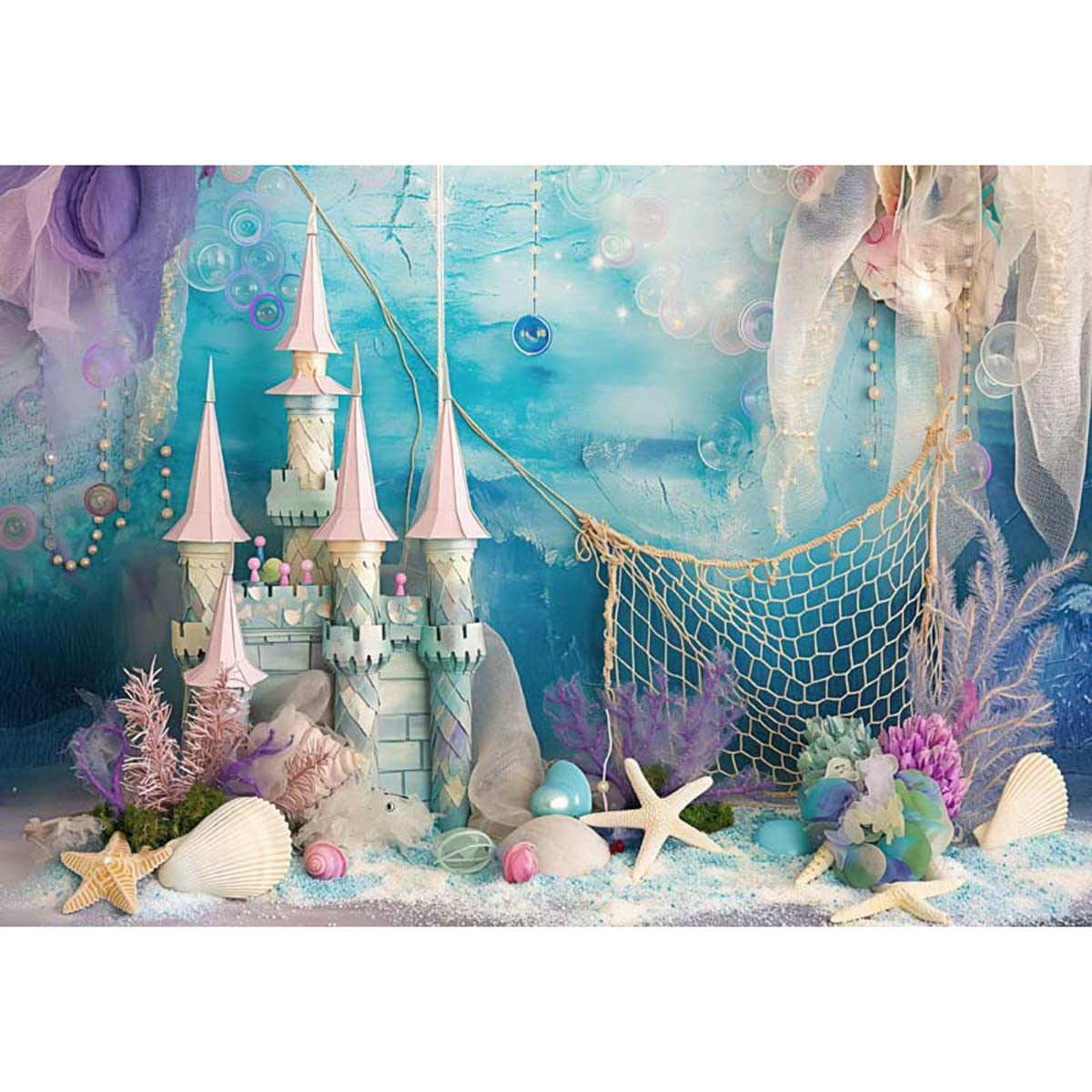 Allenjoy Under The Sea Castle Star Mermaid Backdrop - Walmart.com
