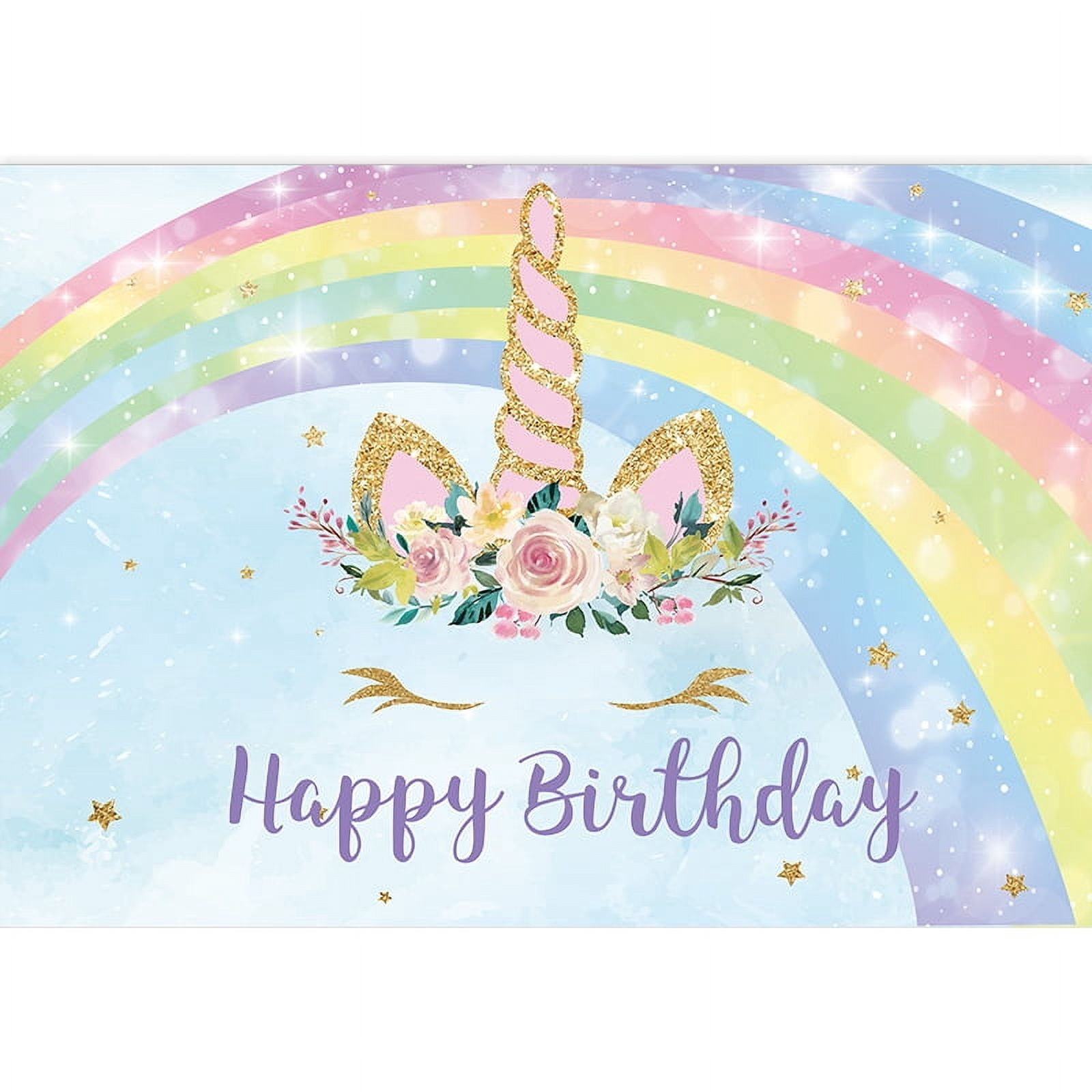 Allenjoy Unicorn Backdrop Birthday Banner Baby Shower Party r Colourful ...