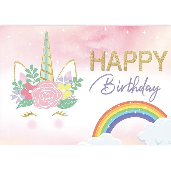 Allenjoy Unicorn Backdrop Birthday Banner Baby Shower Party r Colourful ...