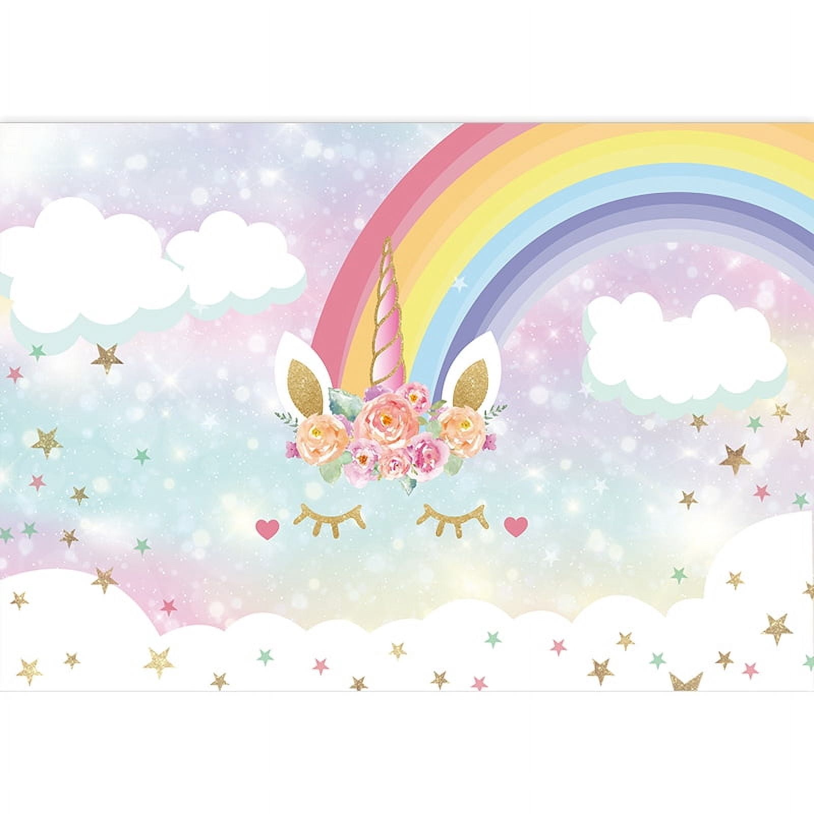 Allenjoy Unicorn Backdrop Birthday Banner Baby Shower Party r Colourful ...