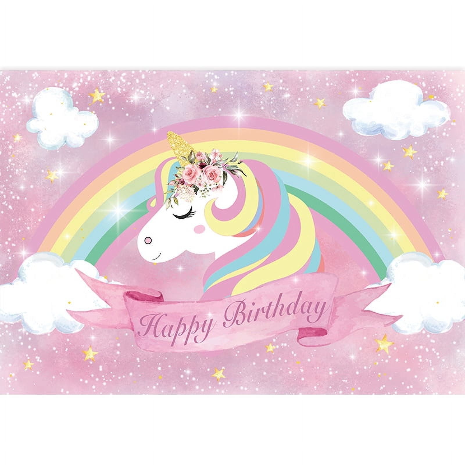 Allenjoy Unicorn Backdrop Birthday Banner Baby Shower Party r Colourful ...
