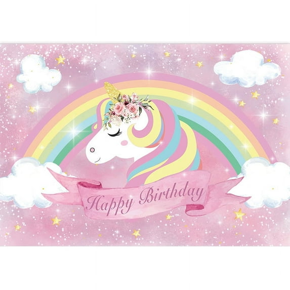 Allenjoy Unicorn Backdrop Birthday Banner Baby Shower Party r Colourful ...