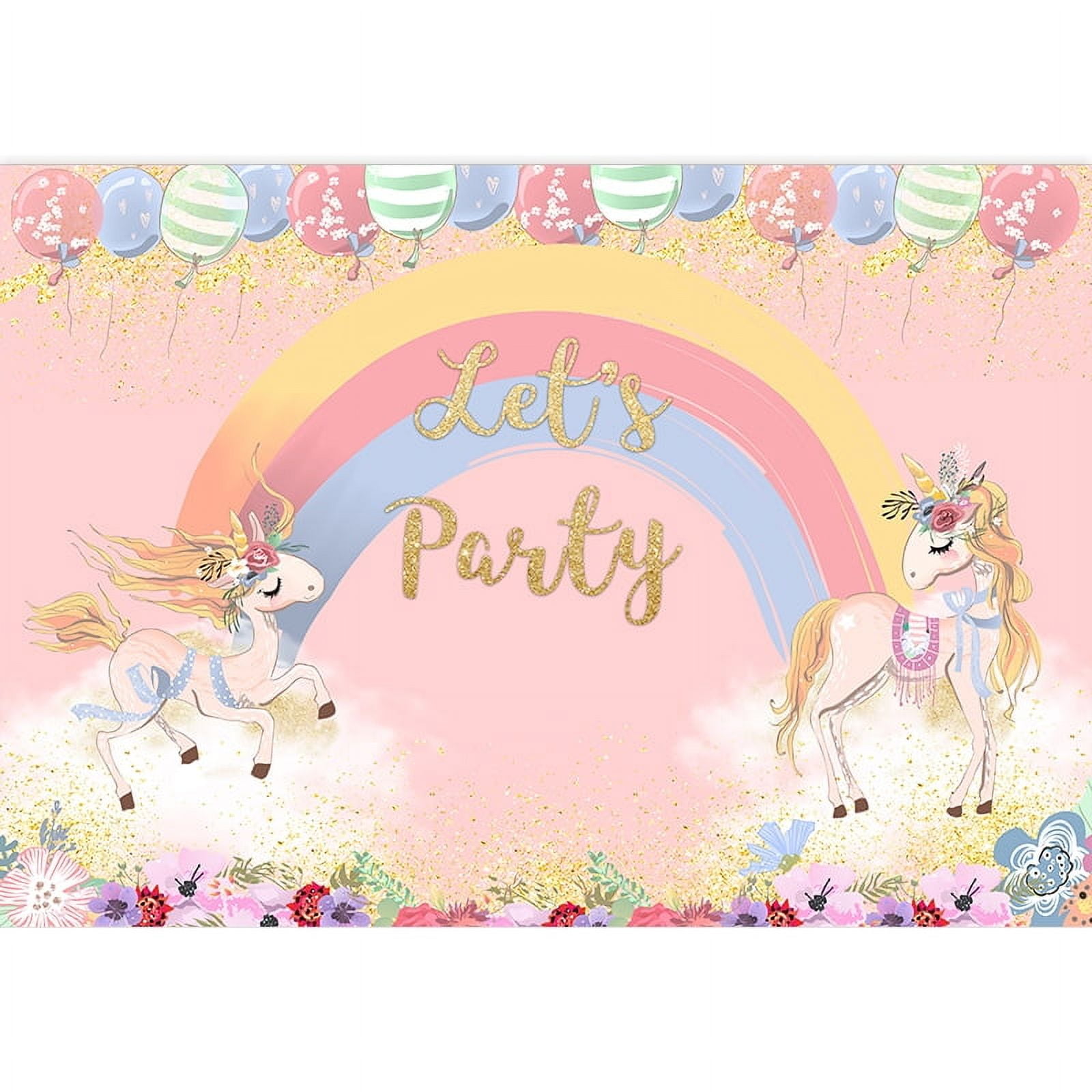 Allenjoy Unicorn Backdrop Birthday Banner Baby Shower Party r Colourful ...