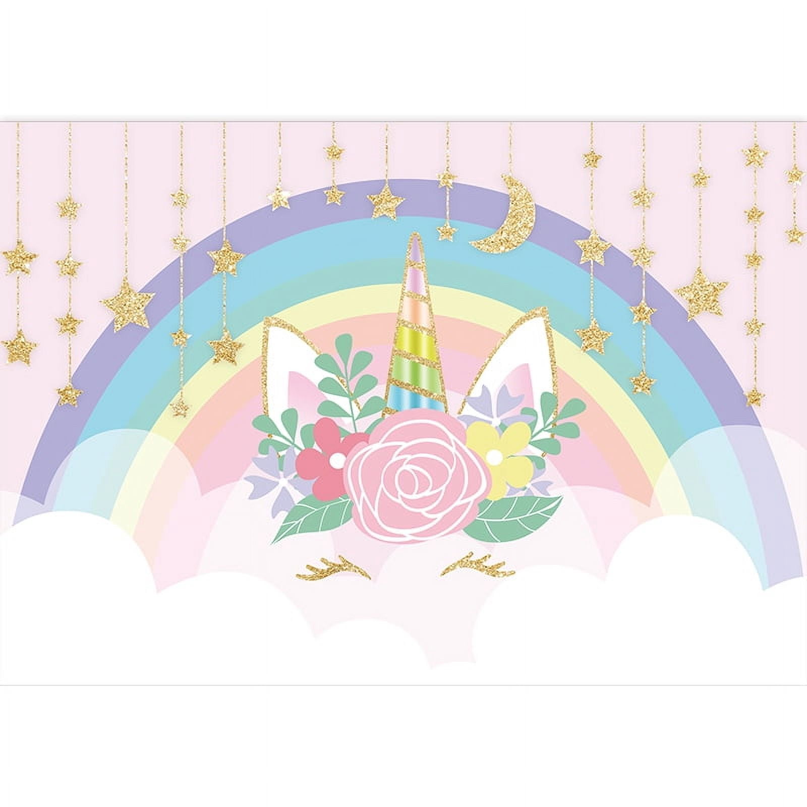 Allenjoy Unicorn Backdrop Birthday Banner Baby Shower Party r Colourful ...
