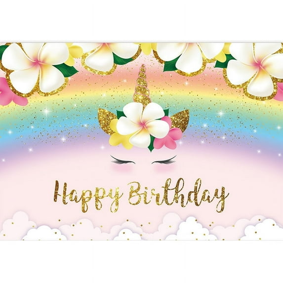 Allenjoy Unicorn Backdrop Birthday Banner Baby Shower Party r Colourful ...