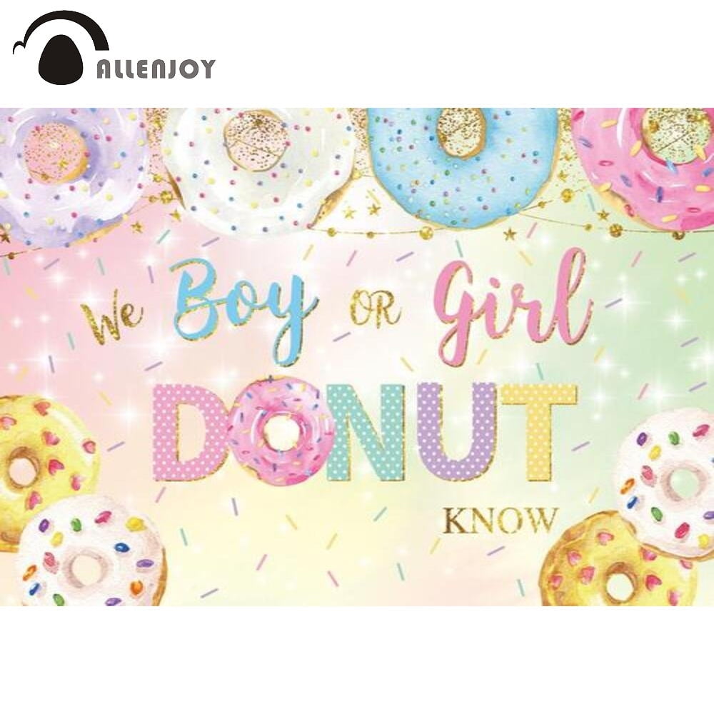 Allenjoy We Donut Know Gender Reveal Background Baby Shower Boy Or Girl ...