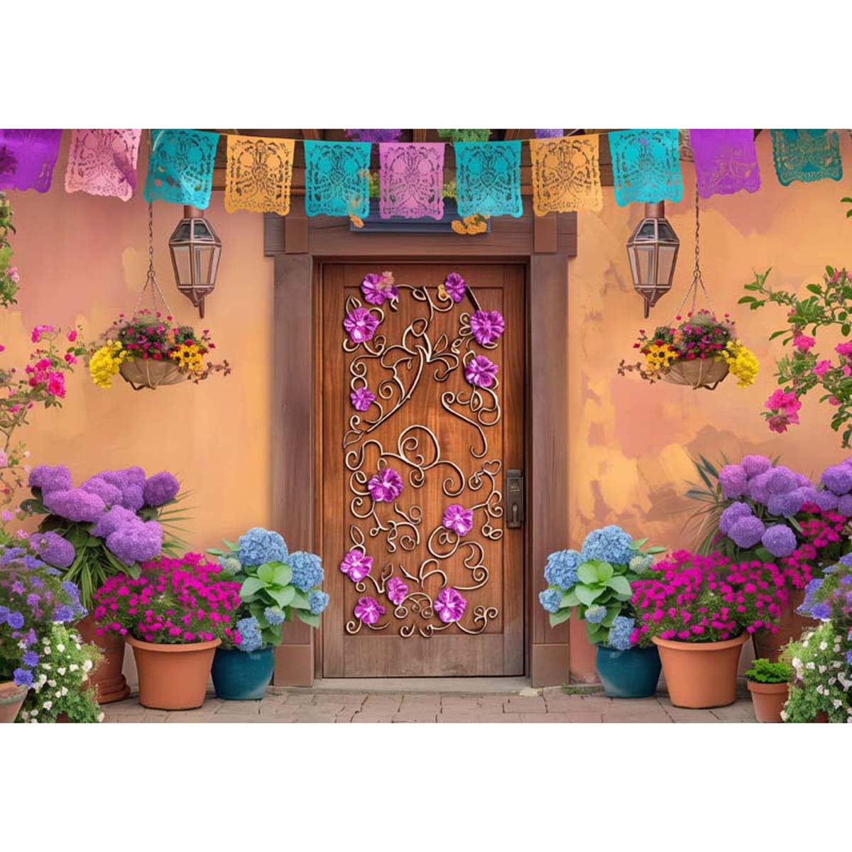 Allenjoy Whimsical Flower Wooden Door Backdrop - Walmart.com