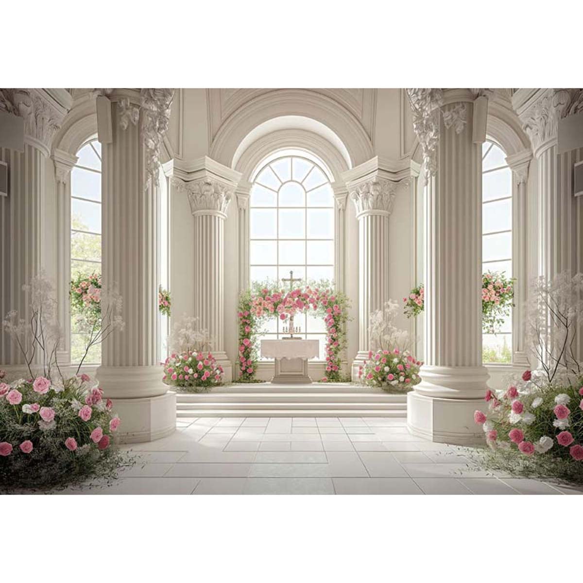 Allenjoy White Wedding Chapel Backdrop - Walmart.com
