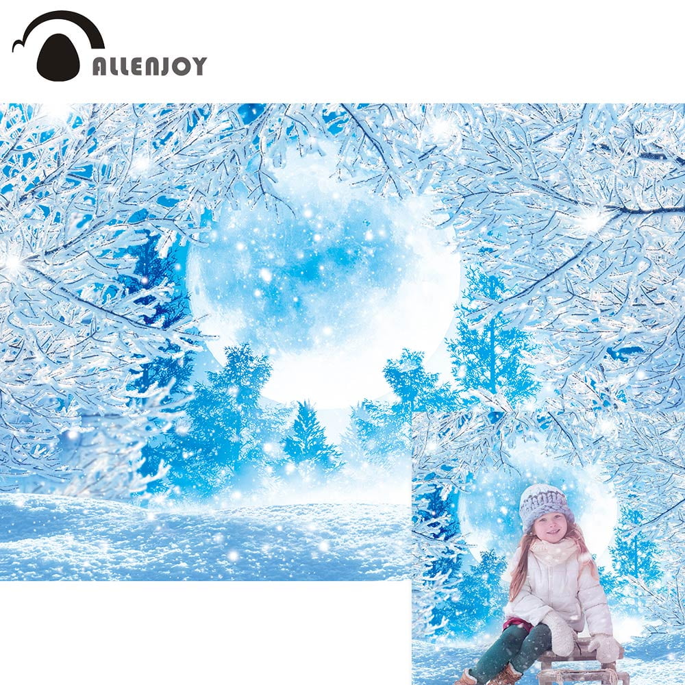 Allenjoy Winter Ice Snowy Forest Backdrop Moon Background Birthday ...