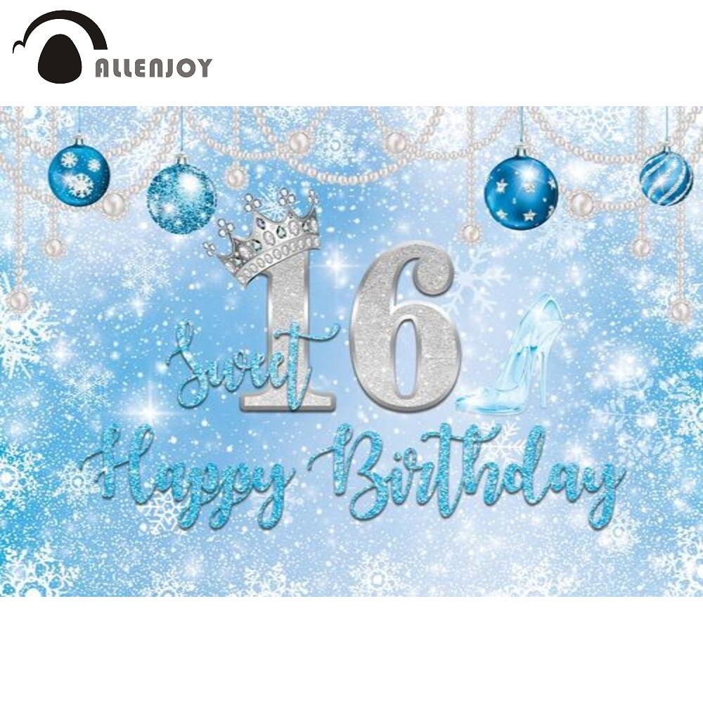 Allenjoy Winter Sweet 16 Snowflake Backdrop Silver Crown Crystal High ...
