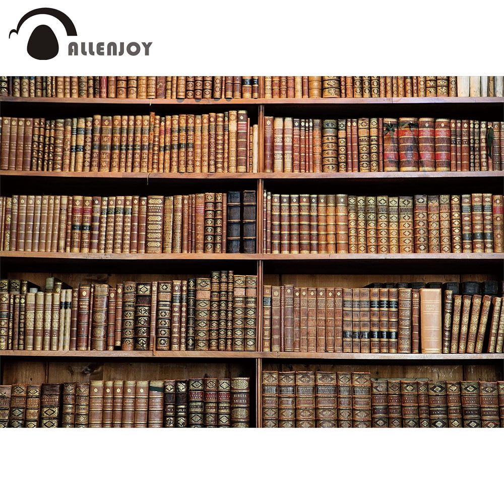 Allenjoy Wooden Library Bookshelf Photography Backdrops Back to School ...