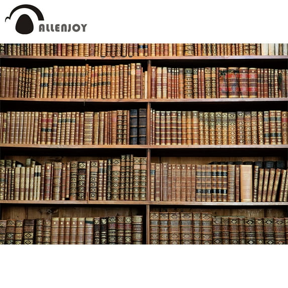 Allenjoy Wooden Library Bookshelf Photography Backdrops Back to School Retro Books Graduation ...