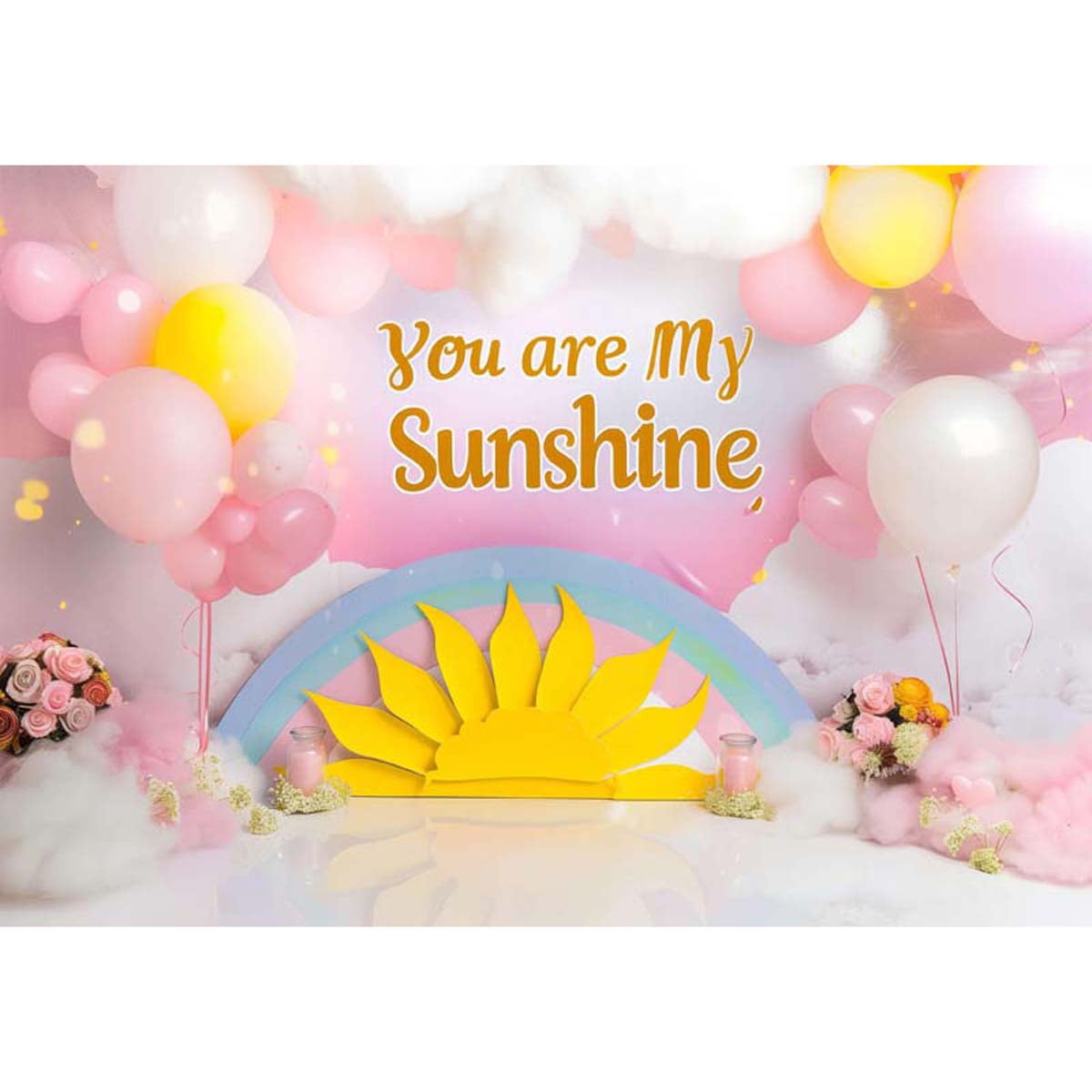 Allenjoy You're My Sunshine Pastel Balloons Backdrop - Walmart.com