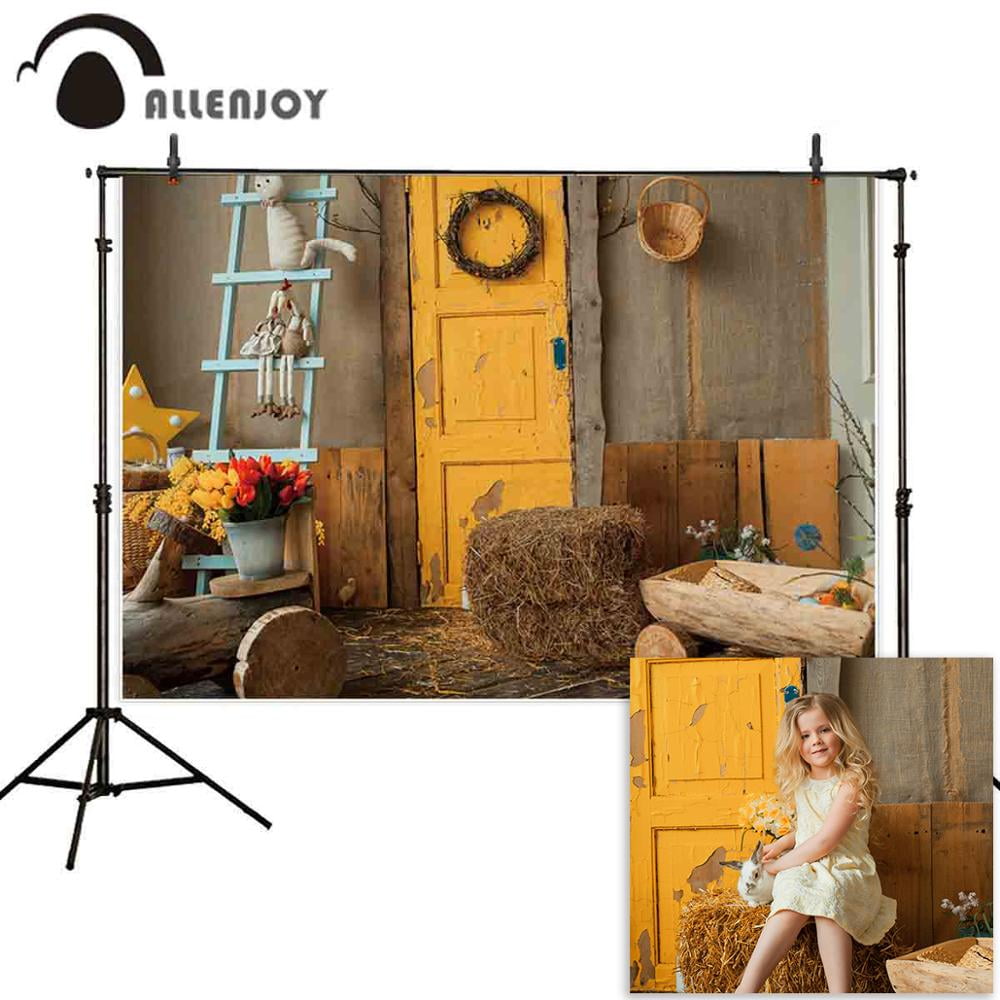 Allenjoy autumn photography backdrops farm barn Wooden door straw ...