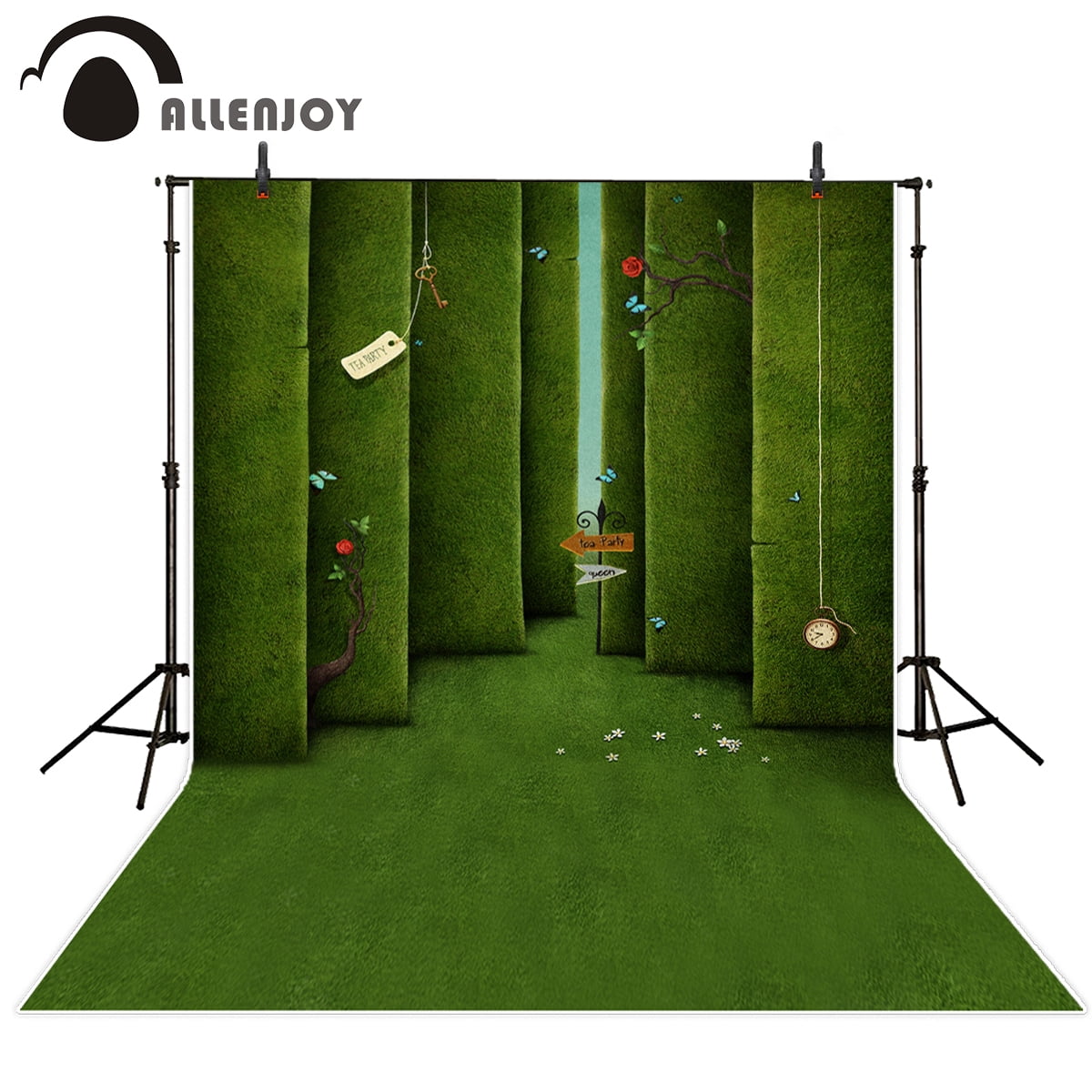 Allenjoy backdrop Cartoon Green fairy tale flower maze dreamy backdrop ...
