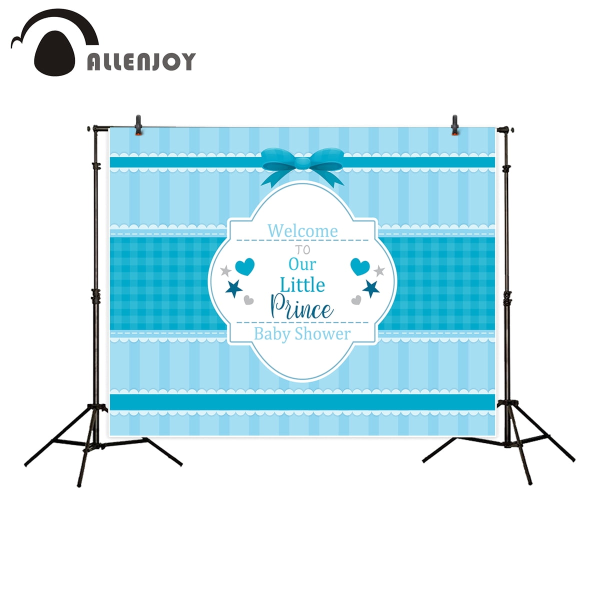 Allenjoy backdrop for photographic studio Blue plaid bow heart stars ...