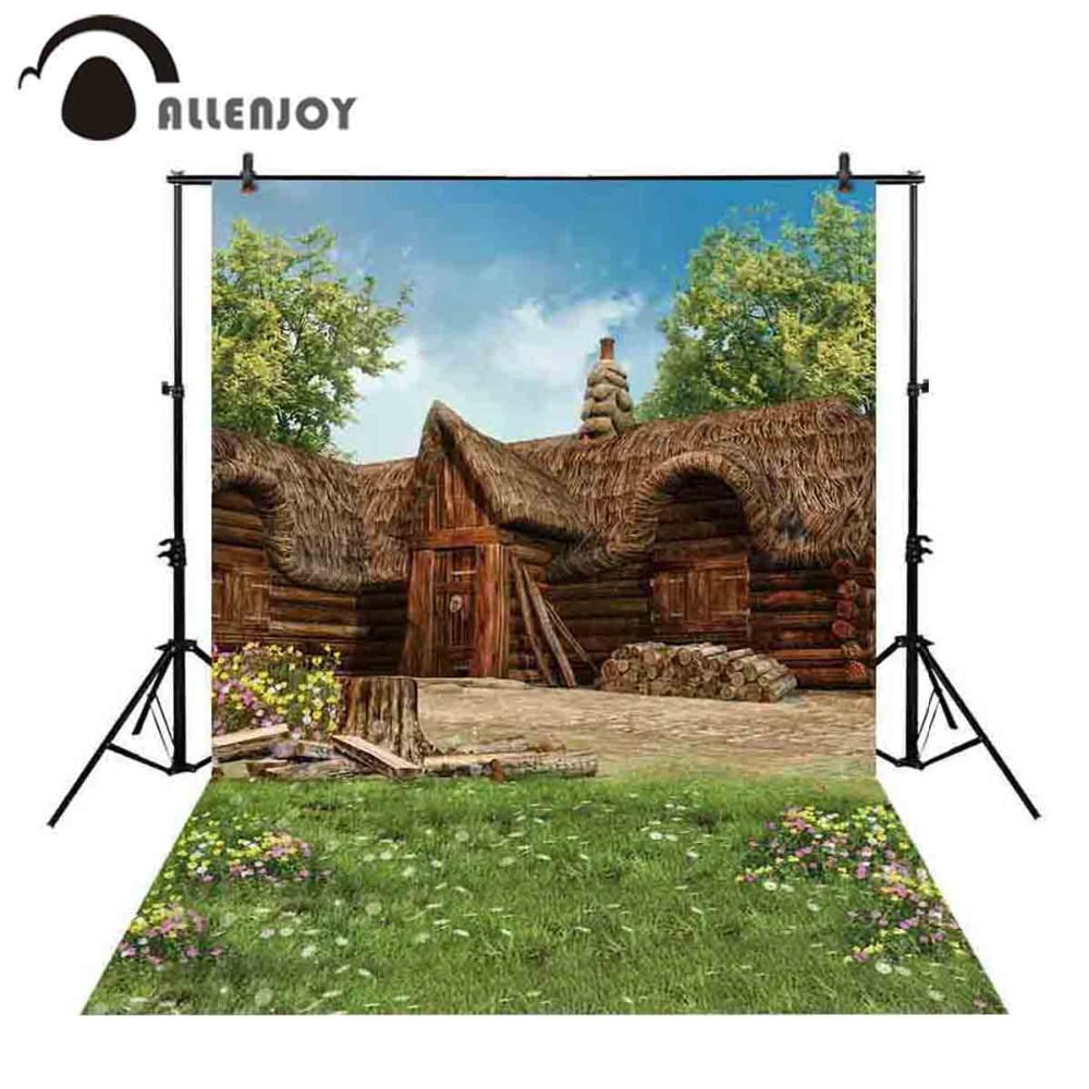 Allenjoy backdrop for photographic studio old Log house cottage spring ...