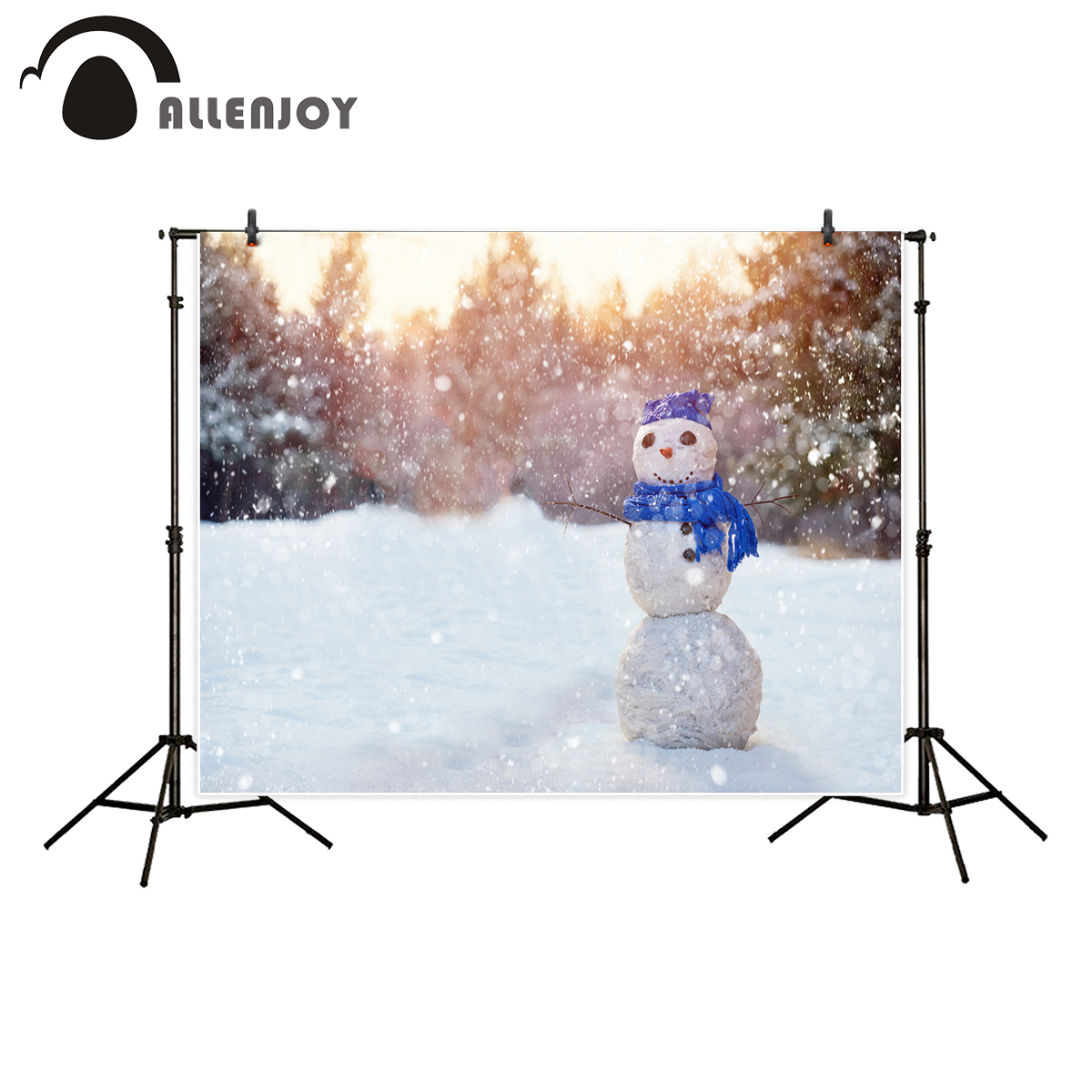 Allenjoy backgrounds for photography studio lovely snowman snow cold winter pine Bokeh backdrop ...