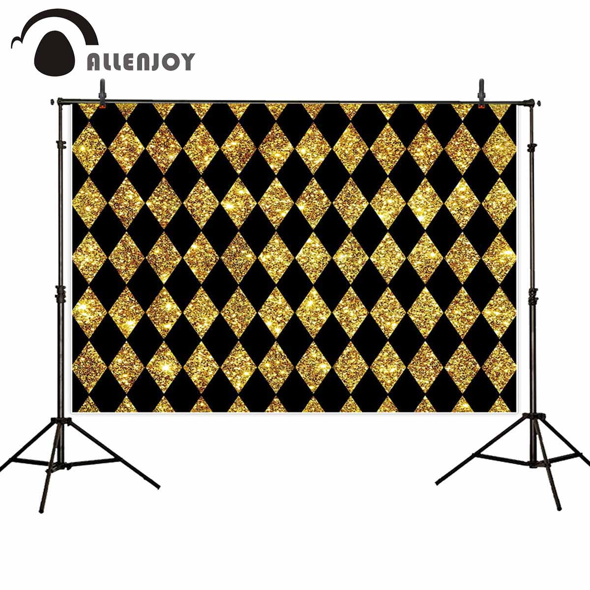Allenjoy kids backdrop glitter golden black diamond pattern wonderland ...