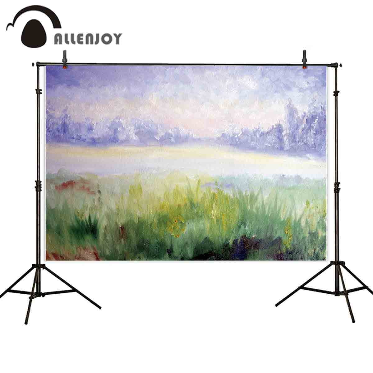 Allenjoy painting photography backdrop Spring blue sky green grass view ...