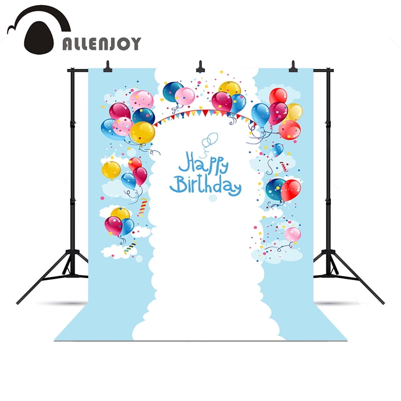 Allenjoy photo backdrops Happy birthday balloons flags cute baby ...
