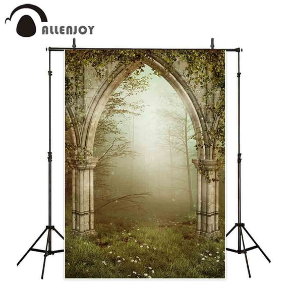 Allenjoy photographic background garden gate old gothic ruins ivy ...