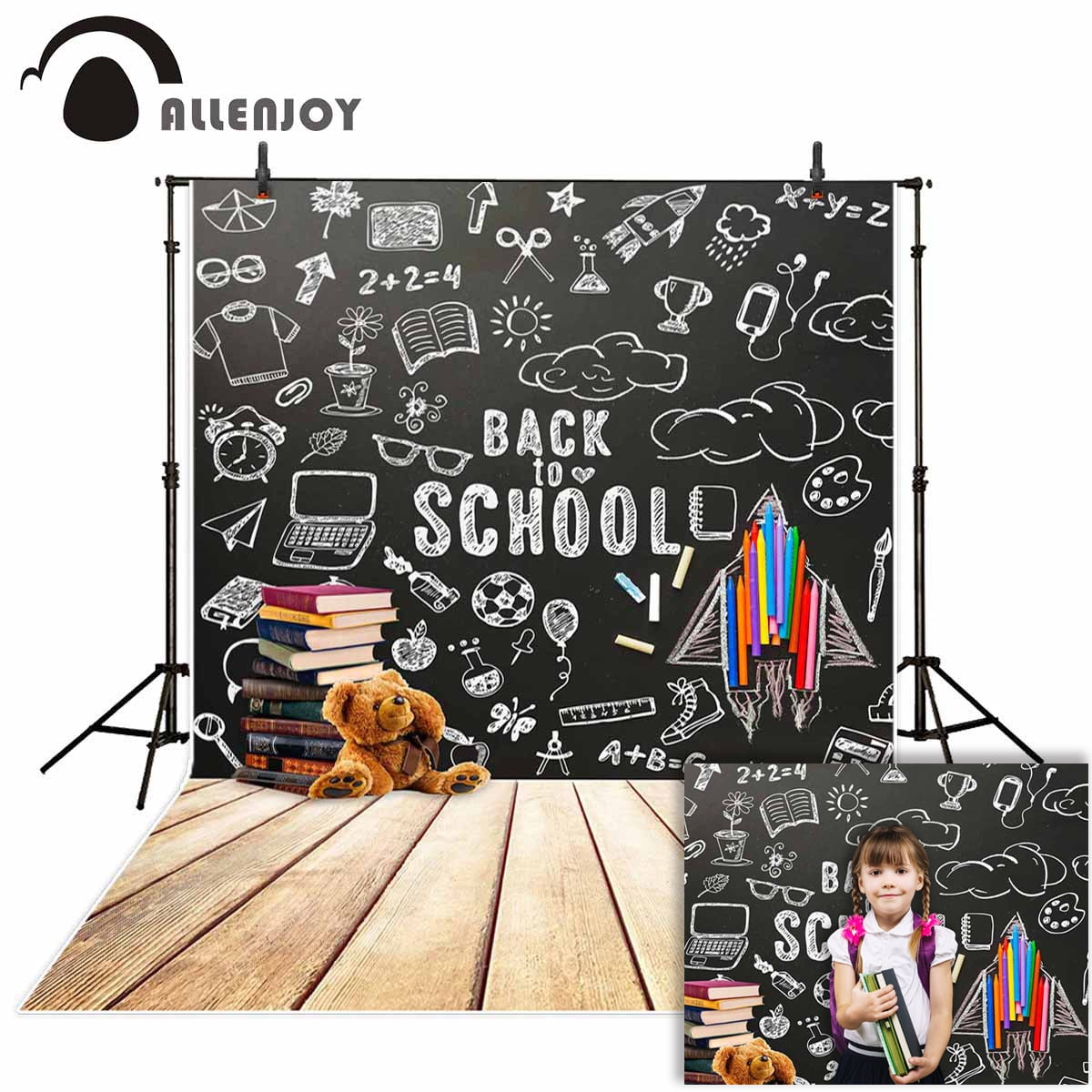 Allenjoy photography Back to school backdrops blackboard pencil book ...