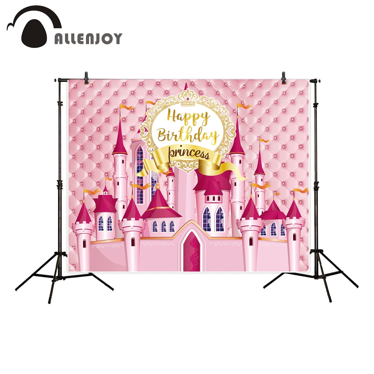 Allenjoy photography backdrop Princess pink castle headboard happy ...