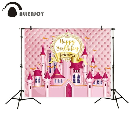Allenjoy photography backdrop Princess pink castle headboard happy ...