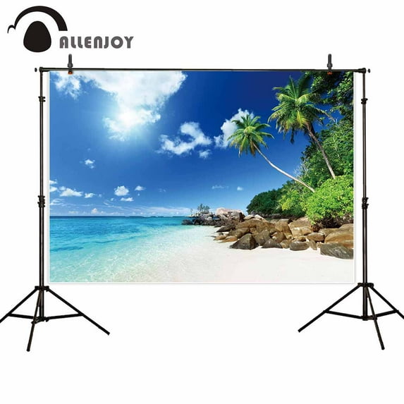 Allenjoy photography backdrop Summer blue sky sea sunny beach coconut ...