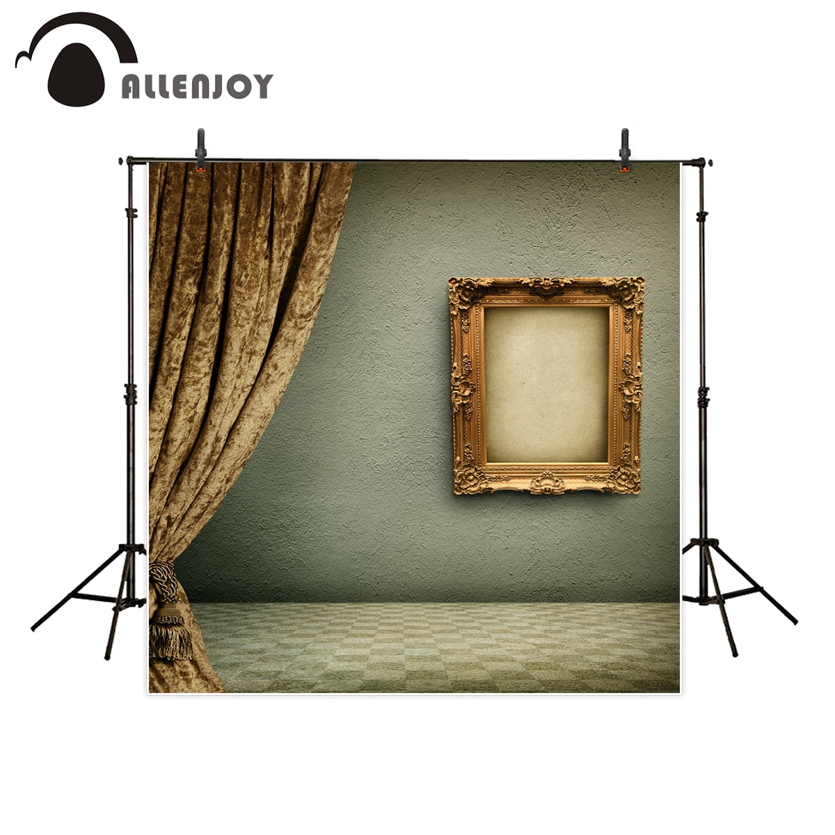 Allenjoy photography backdrop Vintage stage curtain frame family grid ...