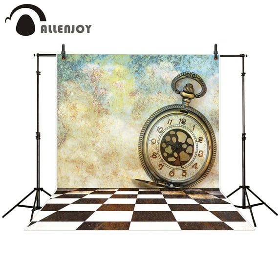 Allenjoy photography backdrop Vintage wall metal European pocket watch ...
