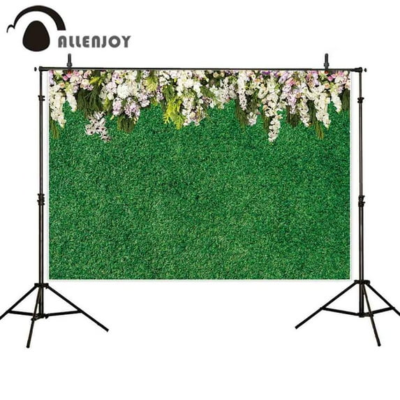 Allenjoy photography backdrop Wedding green grass wall flower spring ...