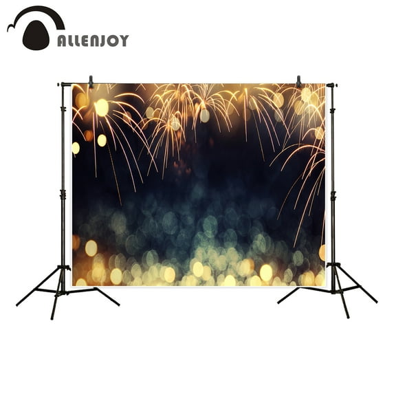 Allenjoy photography backdrop dark gold fireworks bokeh new year eve holiday background photo ...