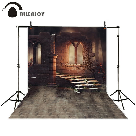 Allenjoy photography backdrop dark scenery old ruins rose vines forest ...