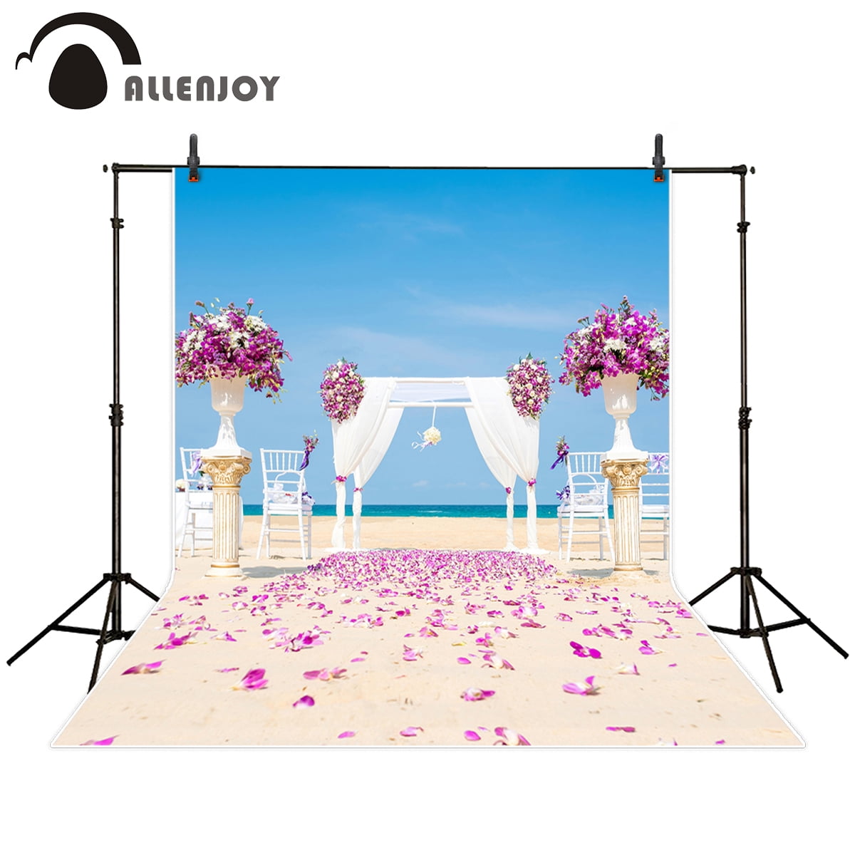 Allenjoy photography backdrop romantic wedding ceremony beach flower ...