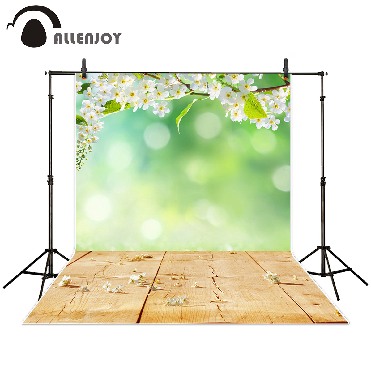 Allenjoy photography backdrop spring flower nature wooden board Bokeh ...