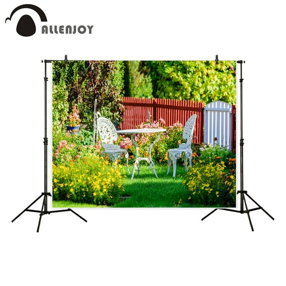 Allenjoy photography backdrop white garden furniture flowers lawn ...