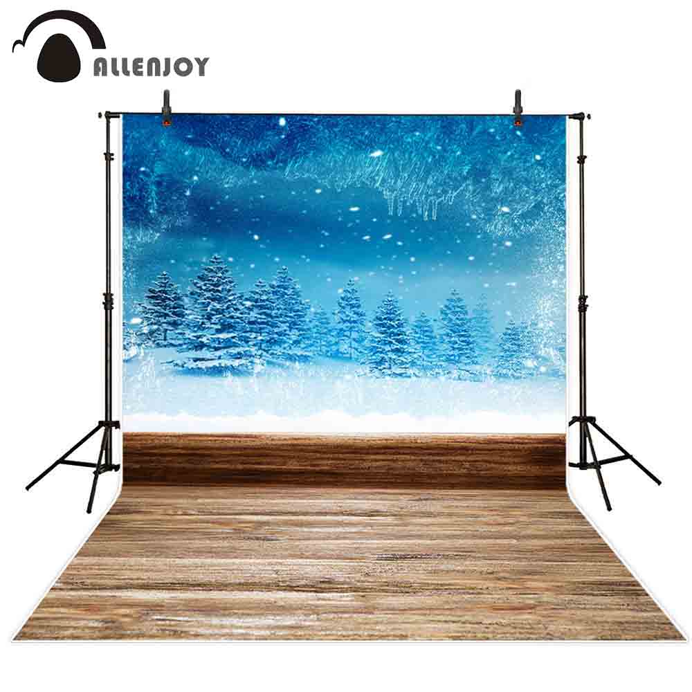 Allenjoy photography backdrop winter Christmas tree snow wood floor ...