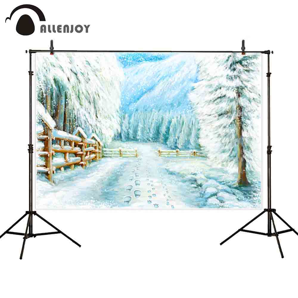Allenjoy photography backdrop winter snow christmas village forest ...