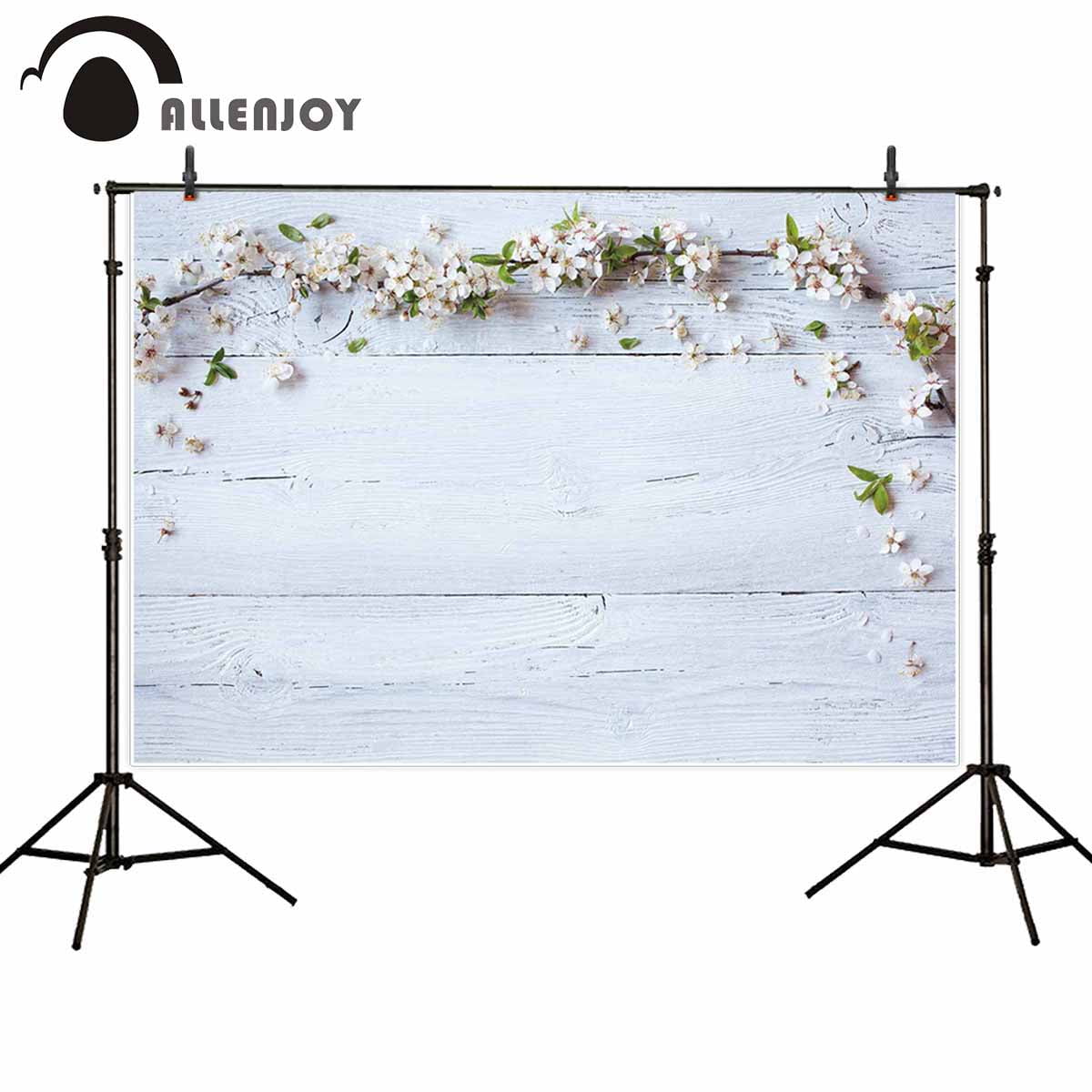 Allenjoy photography backdrops Spring white flower wooden floor wall ...
