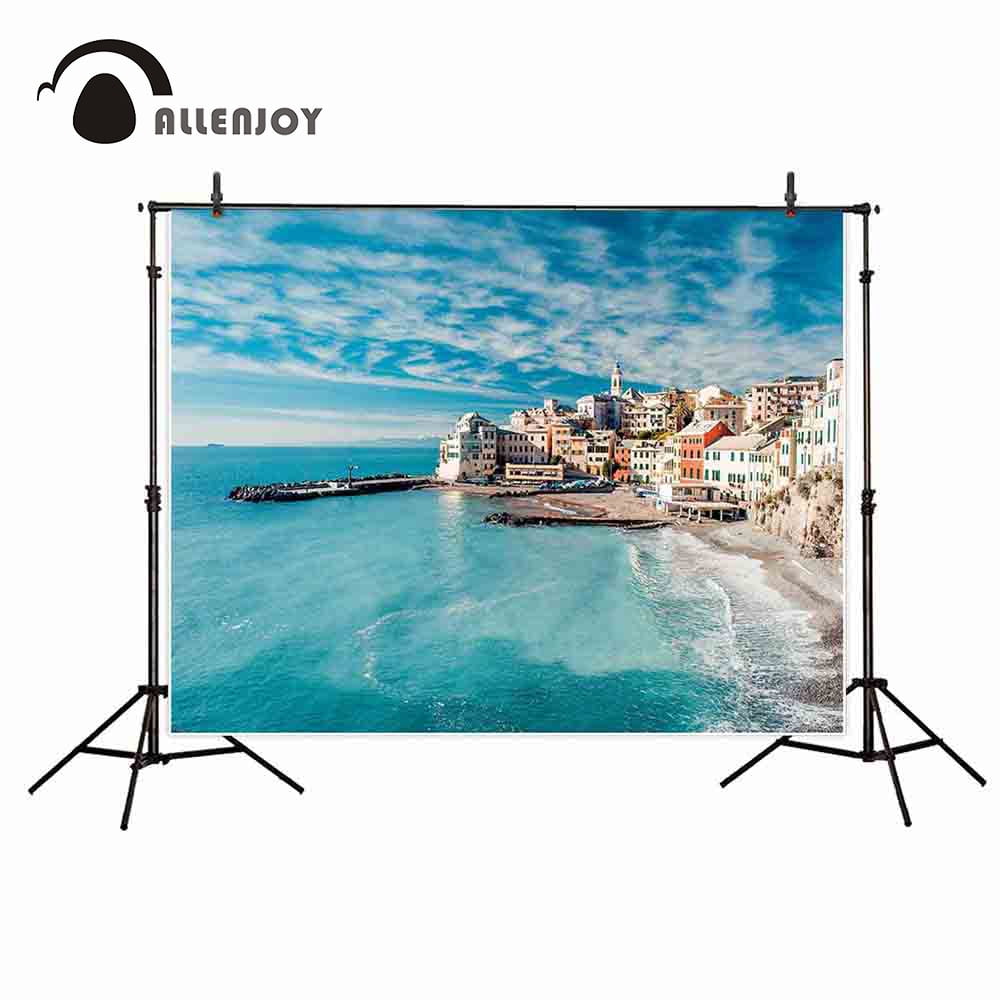 Allenjoy photography backdrops Summer blue sky white cloud sea beach ...