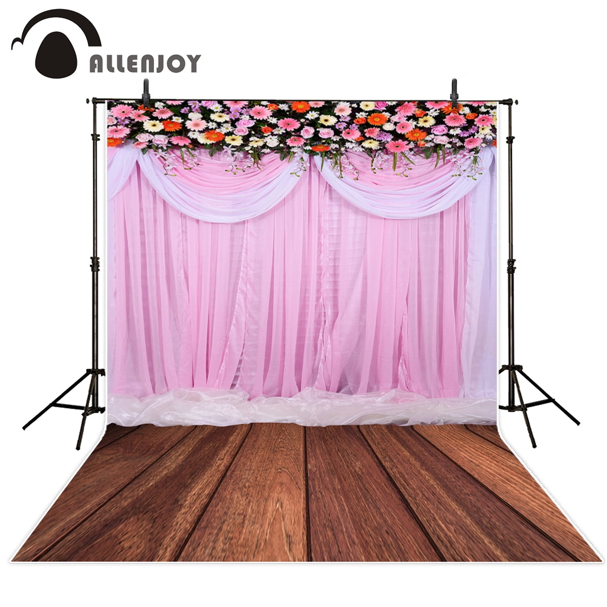 Allenjoy photography backdrops pink flower wood wedding yarn romantic ...