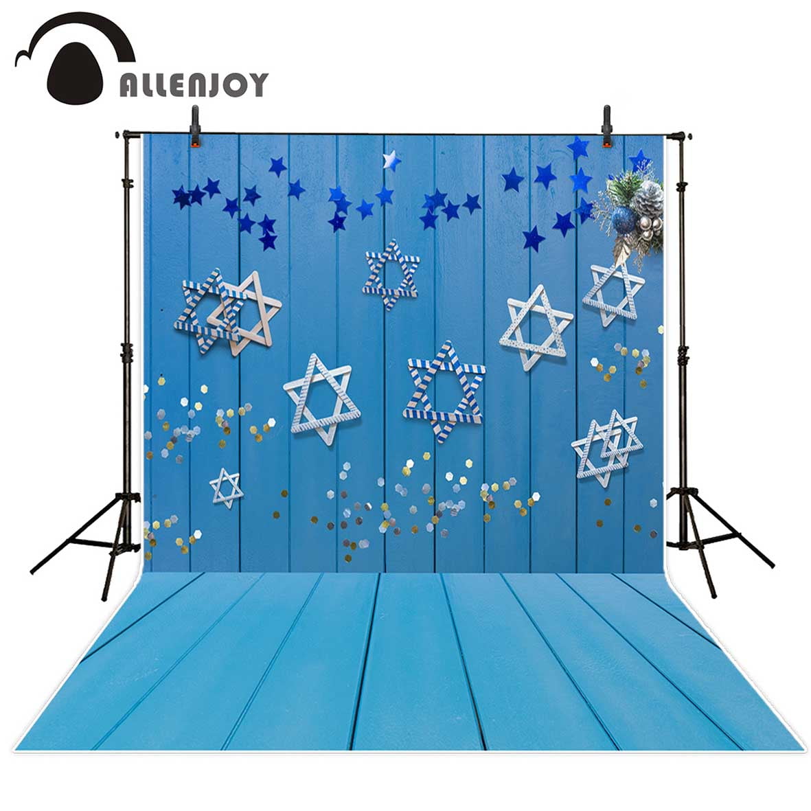 Allenjoy photography background Blue wood five-pointed star Hexagram ...