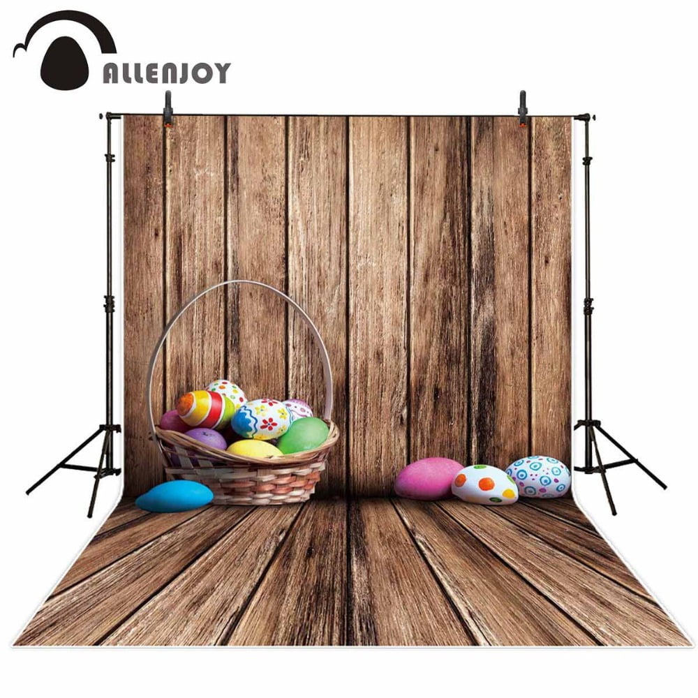 Allenjoy photography background Easter wood wall floor egg basket ...