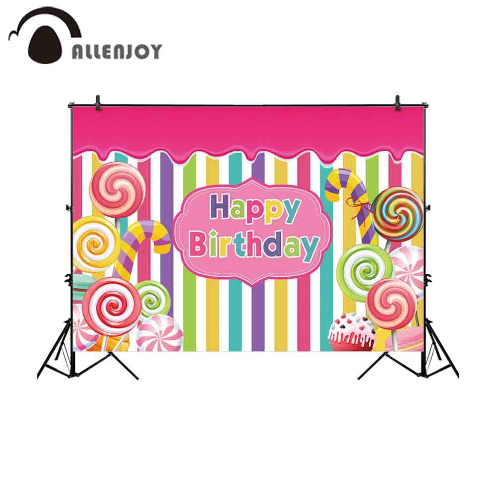 Allenjoy photography background Happy birthday colorful stripes candy ...